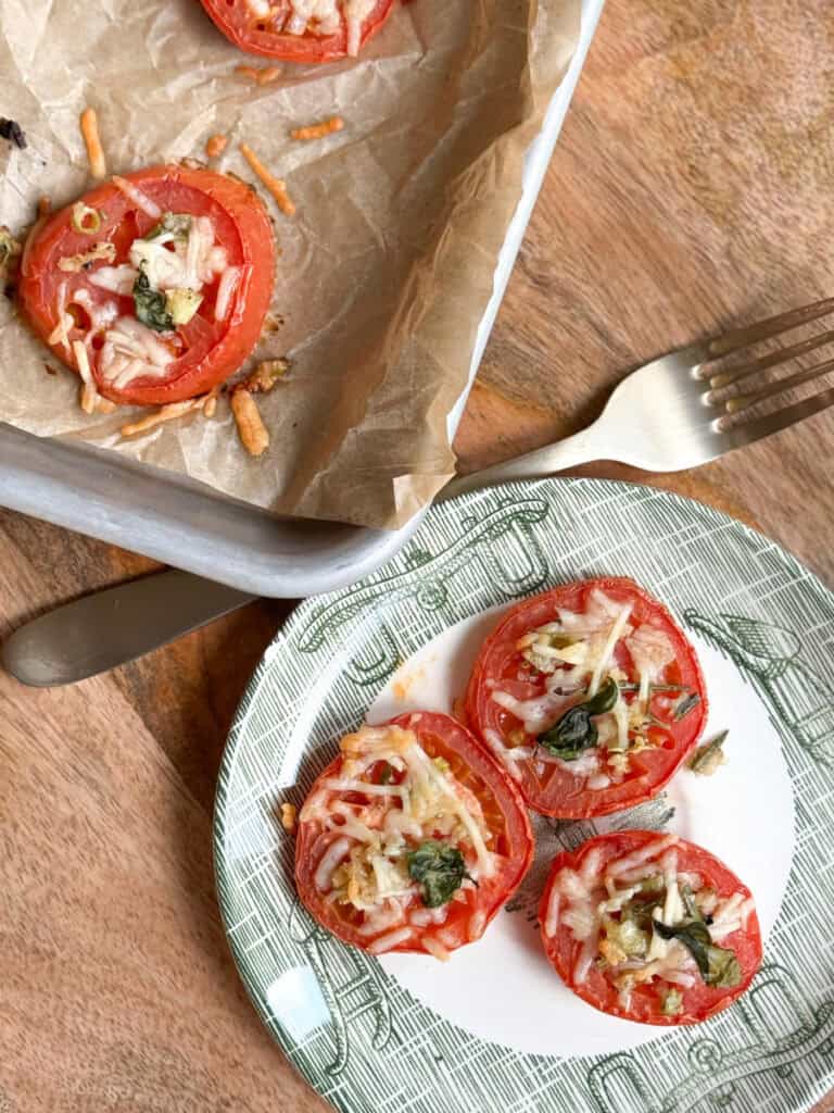 Fresh Oven Roasted Tomatoes with Basil and Parmesan - The Buttered Home
