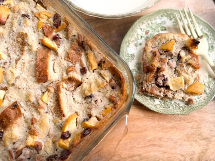 Healthier Cinnamon Apple Bread Pudding Recipe - The Buttered Home