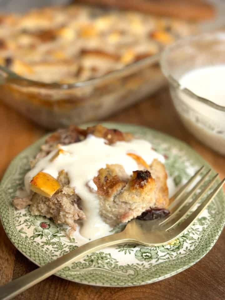 Healthier Cinnamon Apple Bread Pudding Recipe - The Buttered Home